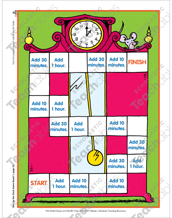 File-Folder Game - Time: Run Up the Clock (adding time in 10-minute, 30 ...