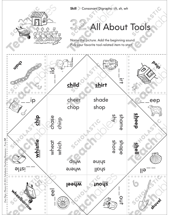 Consonant Digraphs (ch, sh, wh): Fun-Flaps Phonics Manipulative by