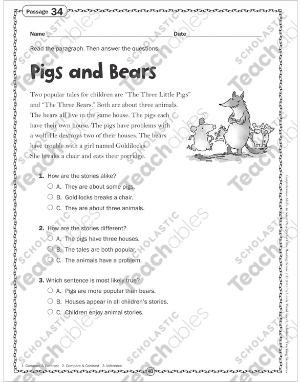 Pigs and Bears: Grade 2 Close Reading Passage by