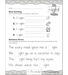 The ight Word Family: Skill-Building Activity Pages: Word Family ...