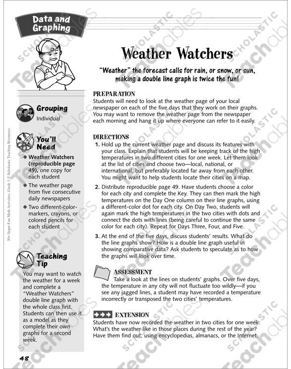 Weather Watchers (creating a double line graph): Data and Graphing ...