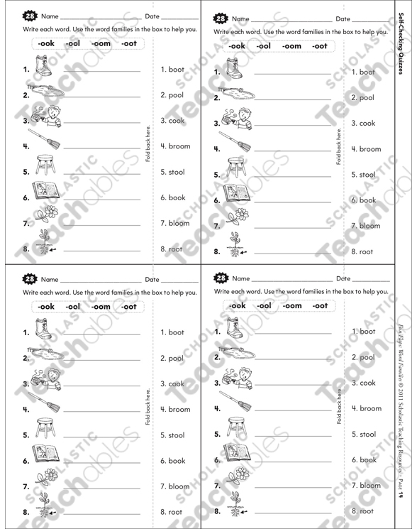 Variant Vowels (-ook, -ool, -oom, -oot): Fun-Flaps Word Families ...