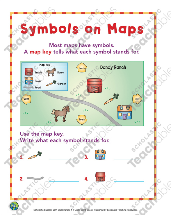Map Key Worksheets First Grade