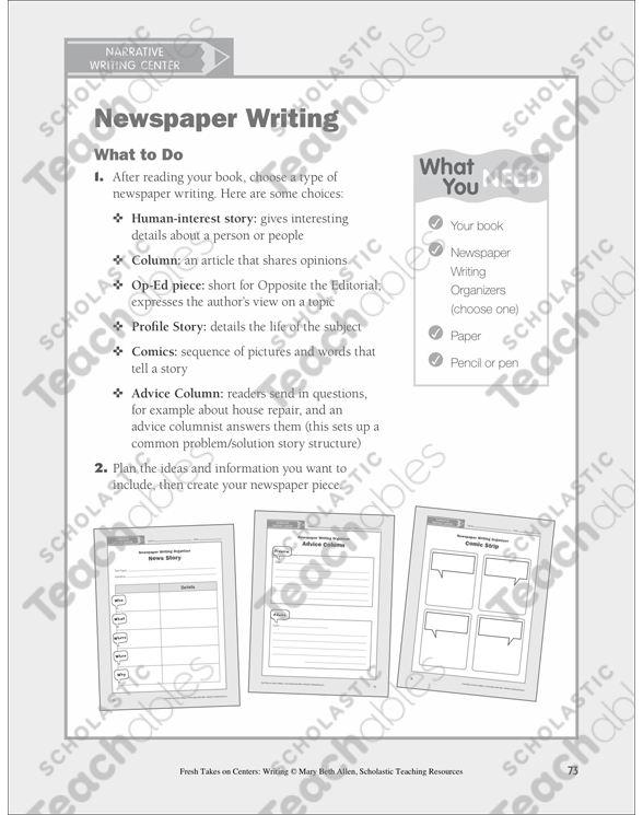 Newspaper Writing: Narrative Learning Center by