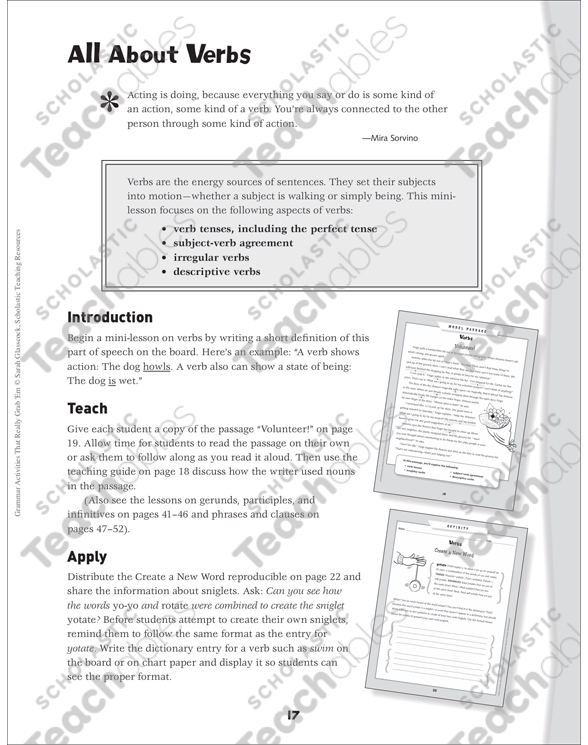 Grammar Mini-Lesson: All About Verbs (grades 6-8) by