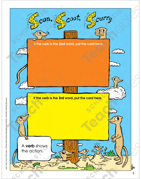 Scan, Scoot, Scurry (verbs): Pocket-Folder Center by
