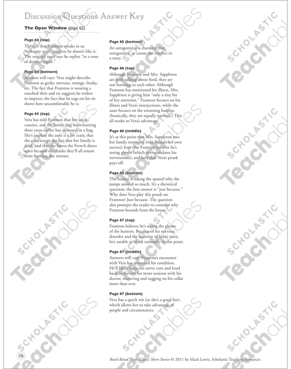 The Open Window (Saki (H. H. Munro), England, 1914: Read-Aloud Play by