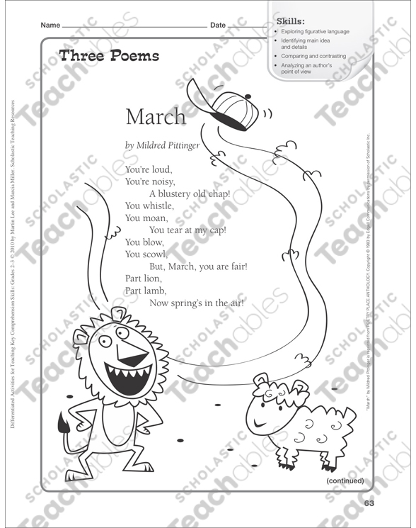 Three Poems (Poetry): Differentiated Comprehension Activity - Grades 2-3 by