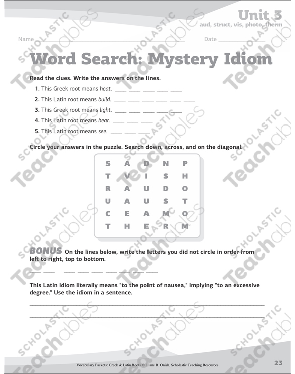 Greek & Latin Roots: Vocabulary Packet by