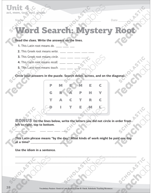 Greek & Latin Roots: Vocabulary Packet by