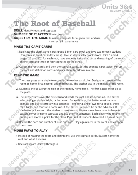 Greek & Latin Roots: Vocabulary Packet by