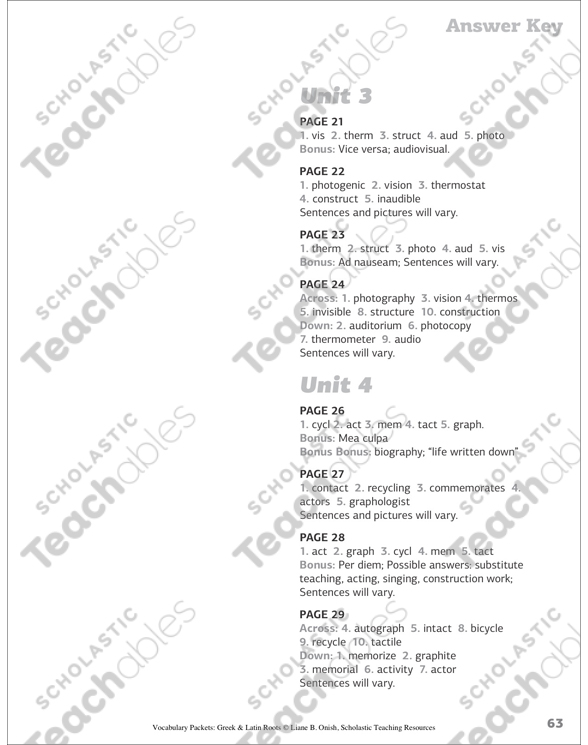 Greek & Latin Roots: Vocabulary Packet by