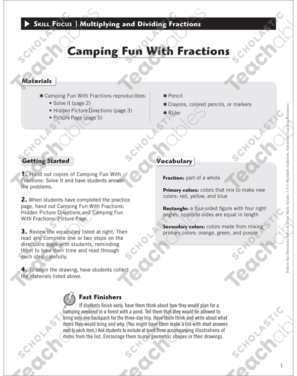 Camping Fun With Fractions: Solve & Draw Math by