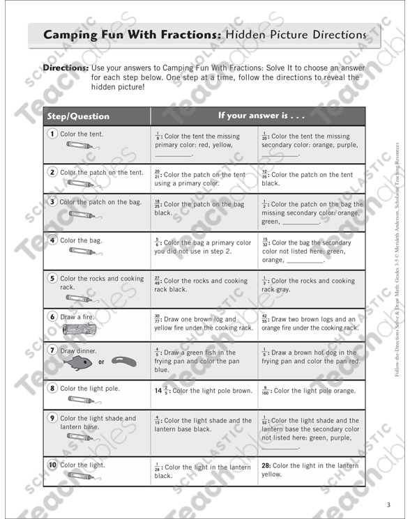 Camping Fun With Fractions: Solve & Draw Math by