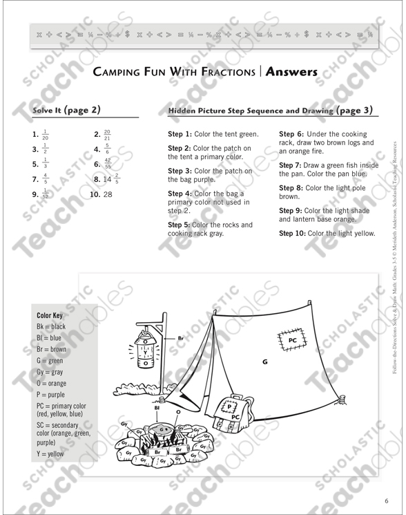 Camping Fun With Fractions: Solve & Draw Math by