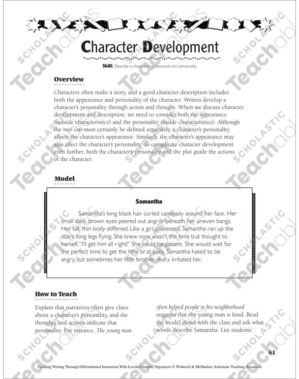 Character Development (Narrative Writing): Leveled Graphic Organizers ...