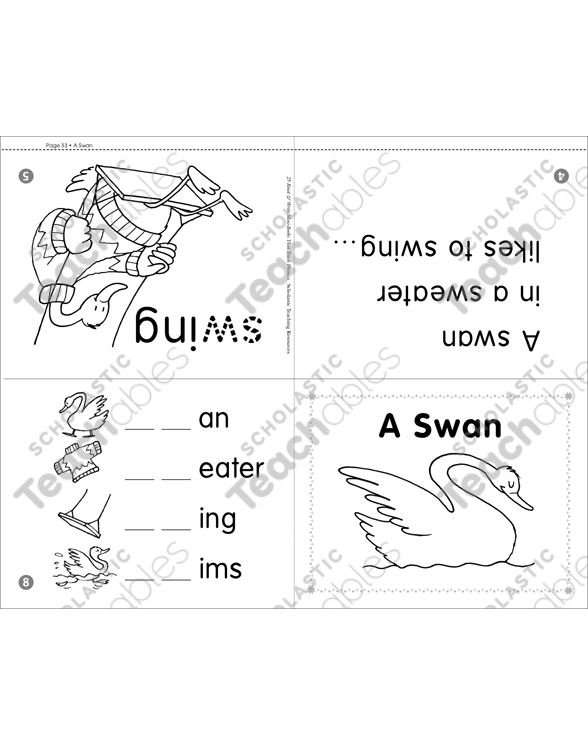 Phonics Story: A Swan (Initial consonant blend sw) Phonics Mini-Book by