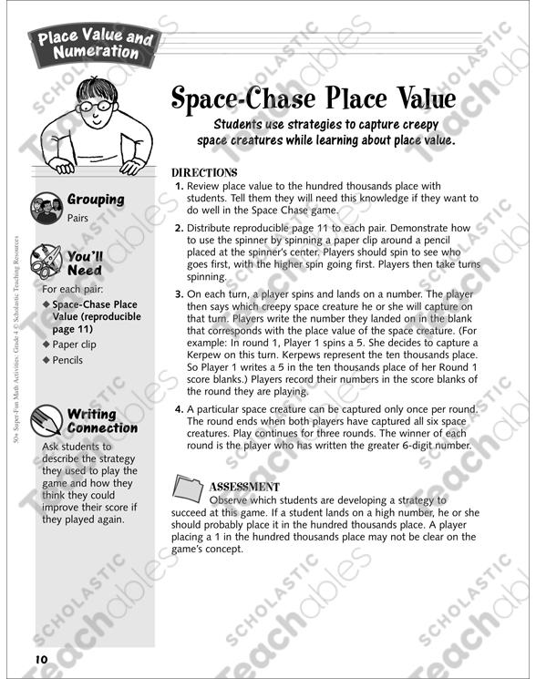 Space-Chase Place Value (Place-value game): Place Value and Numeration ...