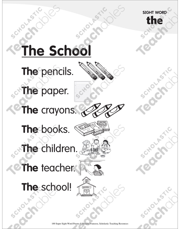 The School (Sight Word 'the): Super Sight Words Poem by