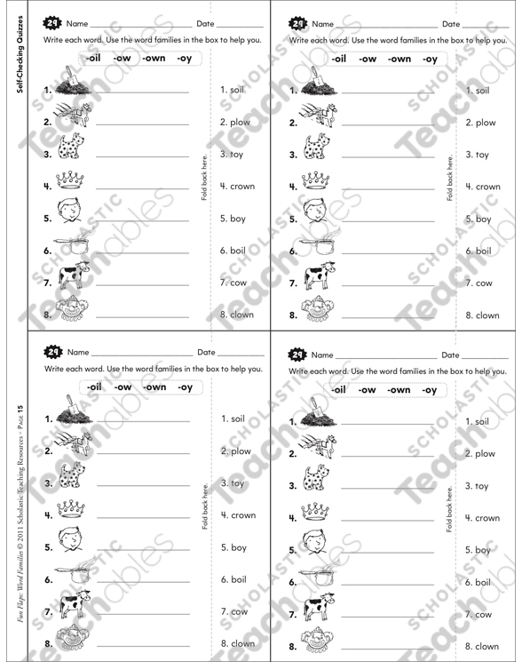 Diphthongs (-oil, -ow, -own, -oy): Fun-Flaps Word Families Manipulative by