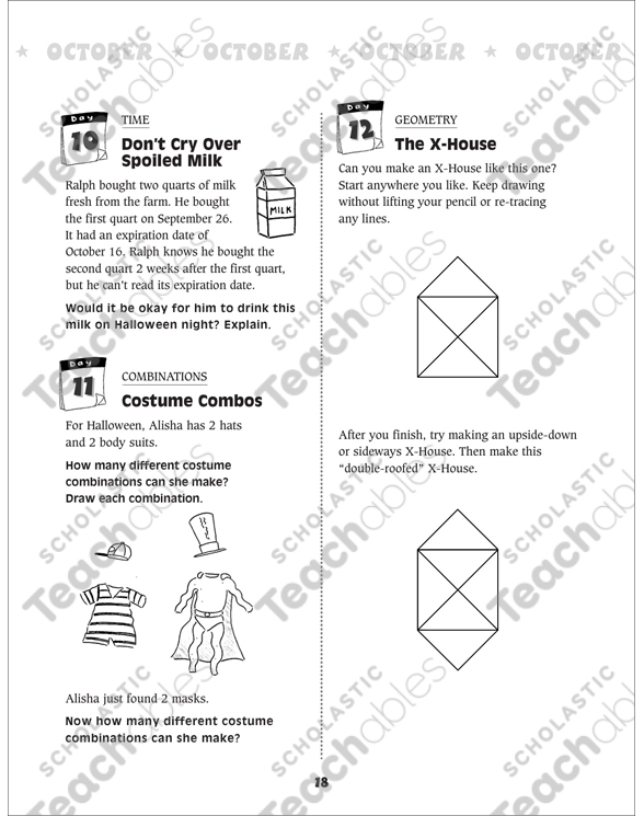 October Math Story Problems by