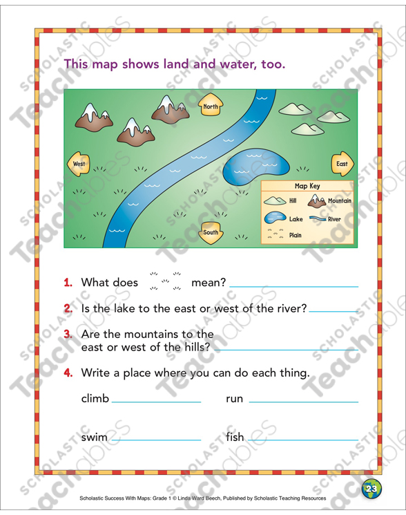A Land and Water Map: Grade 1 Map Skills by