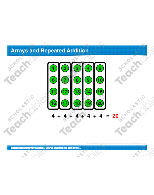 Math Review: Arrays and Repeated Addition; Polygons; Telling Time by