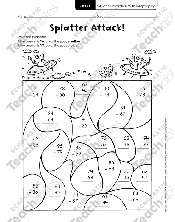 Zip, Zap, Splat! (2-digit subtraction with regrouping): Pocket-Folder ...