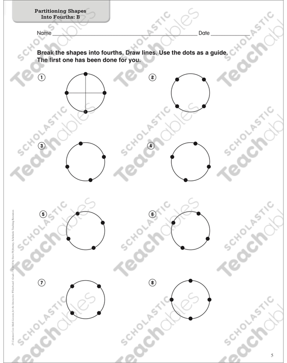 Partitioning Shapes Into Fourths: Math Lesson by