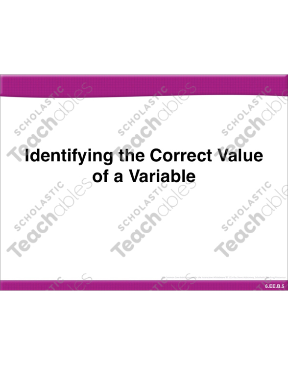 Identifying the Correct Value of a Variable: Math Lesson by