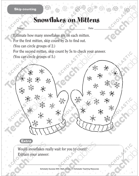 Snowflakes on Mittens (Skip Counting) by