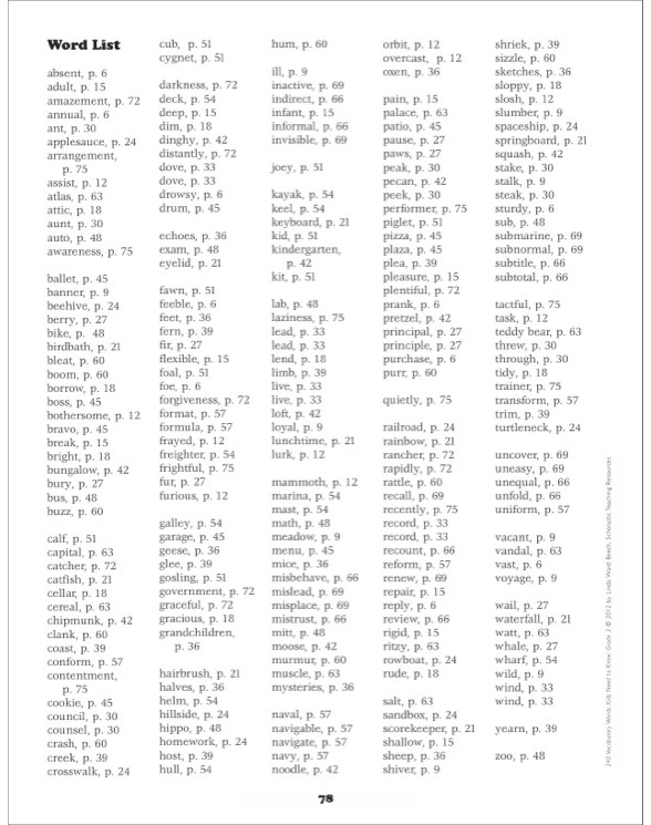240 Vocabulary Words Kids Need to Know: Grade 3 by Linda Beech