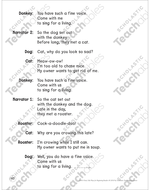 The Bremen Town Musicians: A Beginning Reader Play by