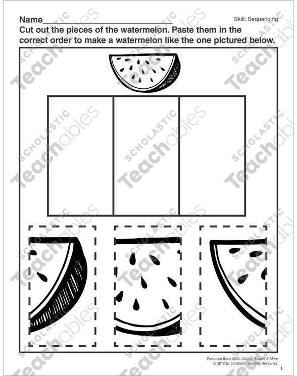 Making a Watermelon: Preschool Basic Skills (Sequencing and Cut-and ...