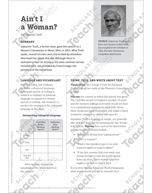 Ain’t I a Woman? Read-Aloud by