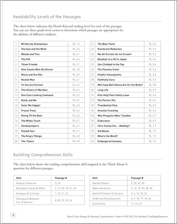 Quick Cloze Passages for Boosting Comprehension: Grades 4-6 by