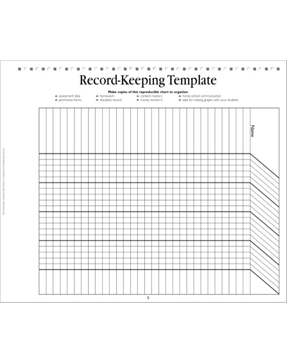 Record-Keeping Template: Teacher Planning Page by