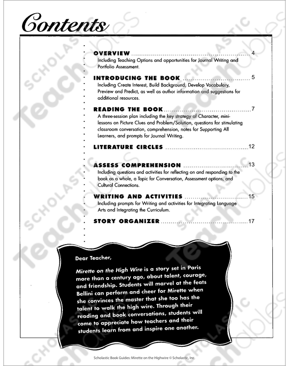 Book Guide: Mirette on the High Wire by