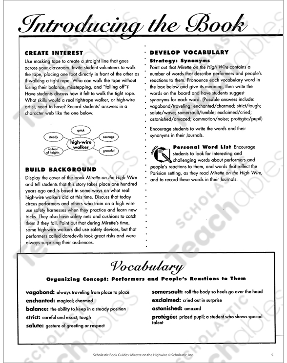 Book Guide: Mirette on the High Wire by