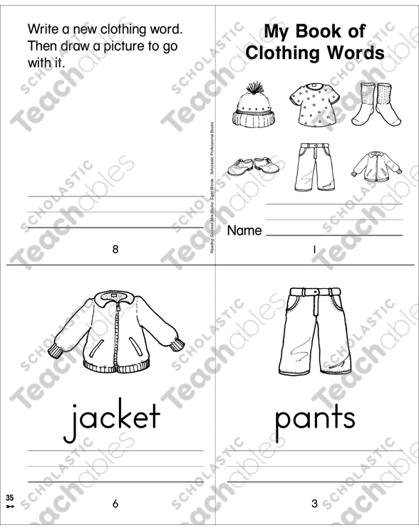 My Book of Clothing Words: Sight Word Mini-Book by