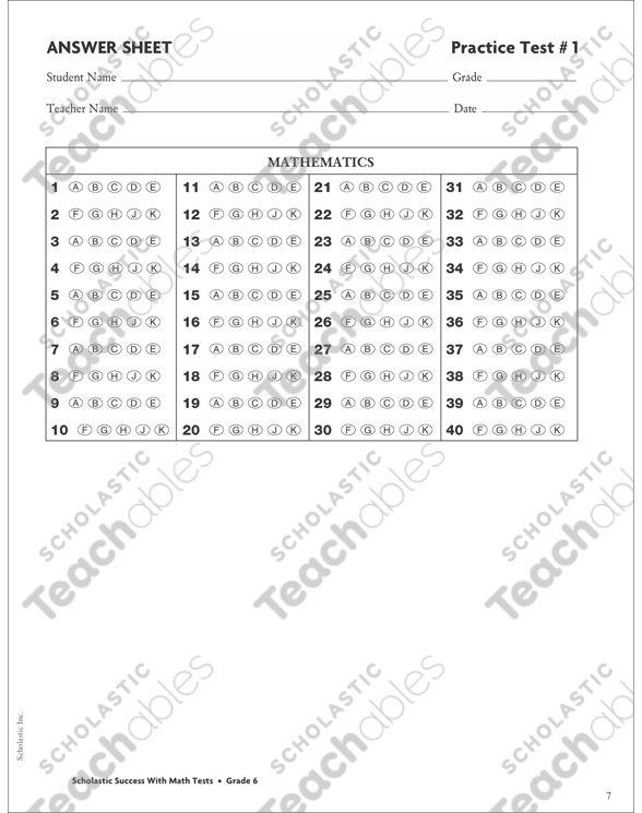 Numeration and Number Concepts Practice Test 1: Math Skills (Grade 6) by