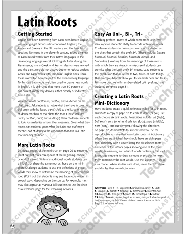Latin Roots: Word Study Learning Pack by