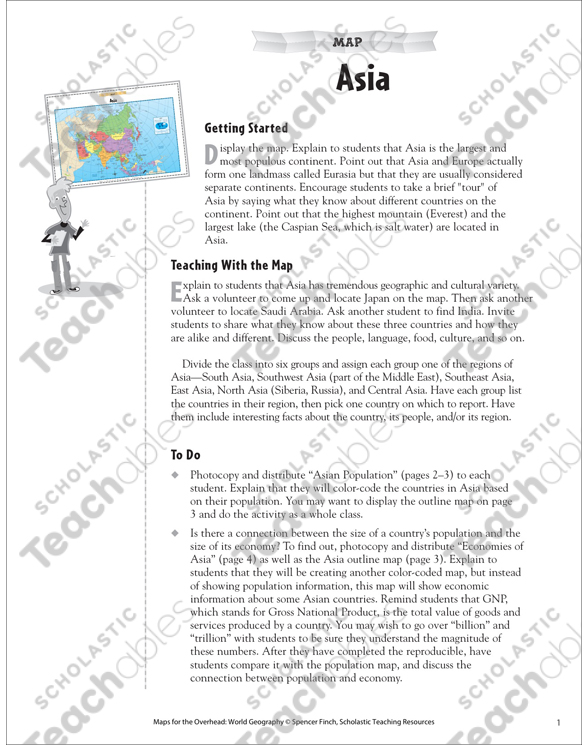 Asia (Reading a Political Map): Map Skills - Grades 4-8 by