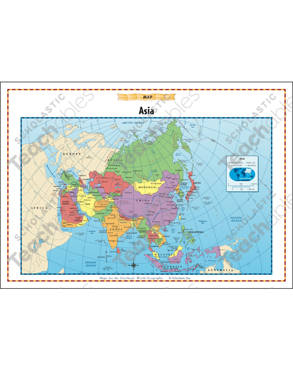 Asia (Reading a Political Map): Map Skills - Grades 4-8 by