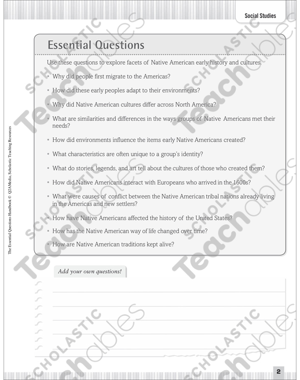 Essential Questions for Social Studies: Native Americans by