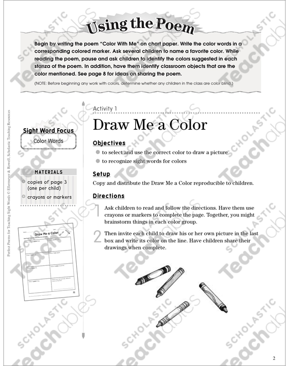 Color With Me (Color Words): Sight Words Poem by
