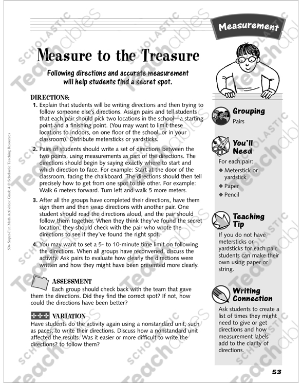 Measure to the Treasure (Direction and measurement activity ...