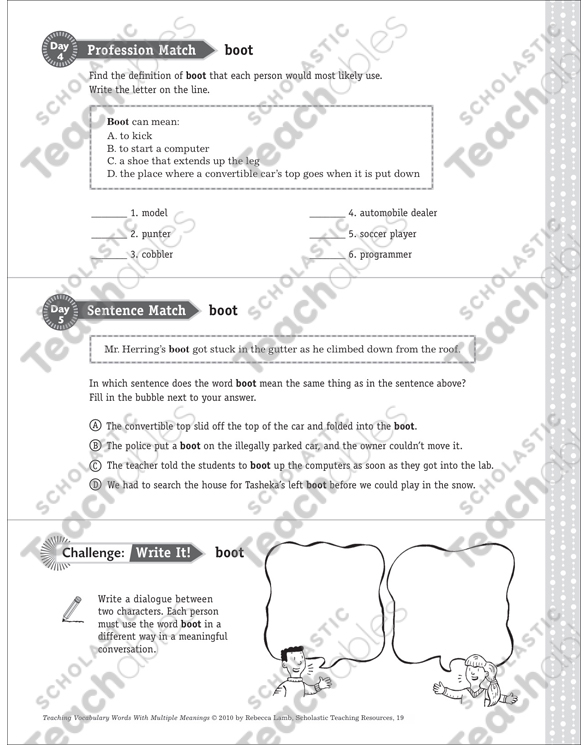 Boot: Vocabulary Word With Multiple Meanings by