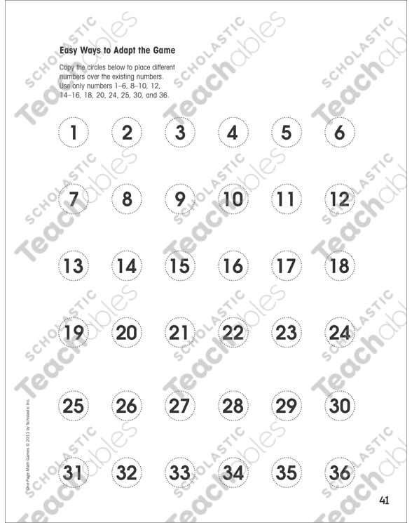 Perfect Products (Multiplication): One-Page Math Game by