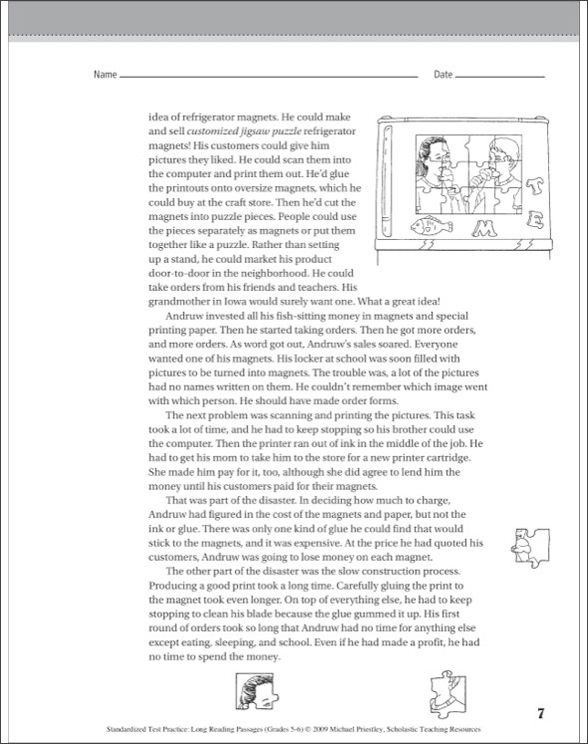 Standardized Test Practice: Long Reading Passages: Grades 5-6 by ...